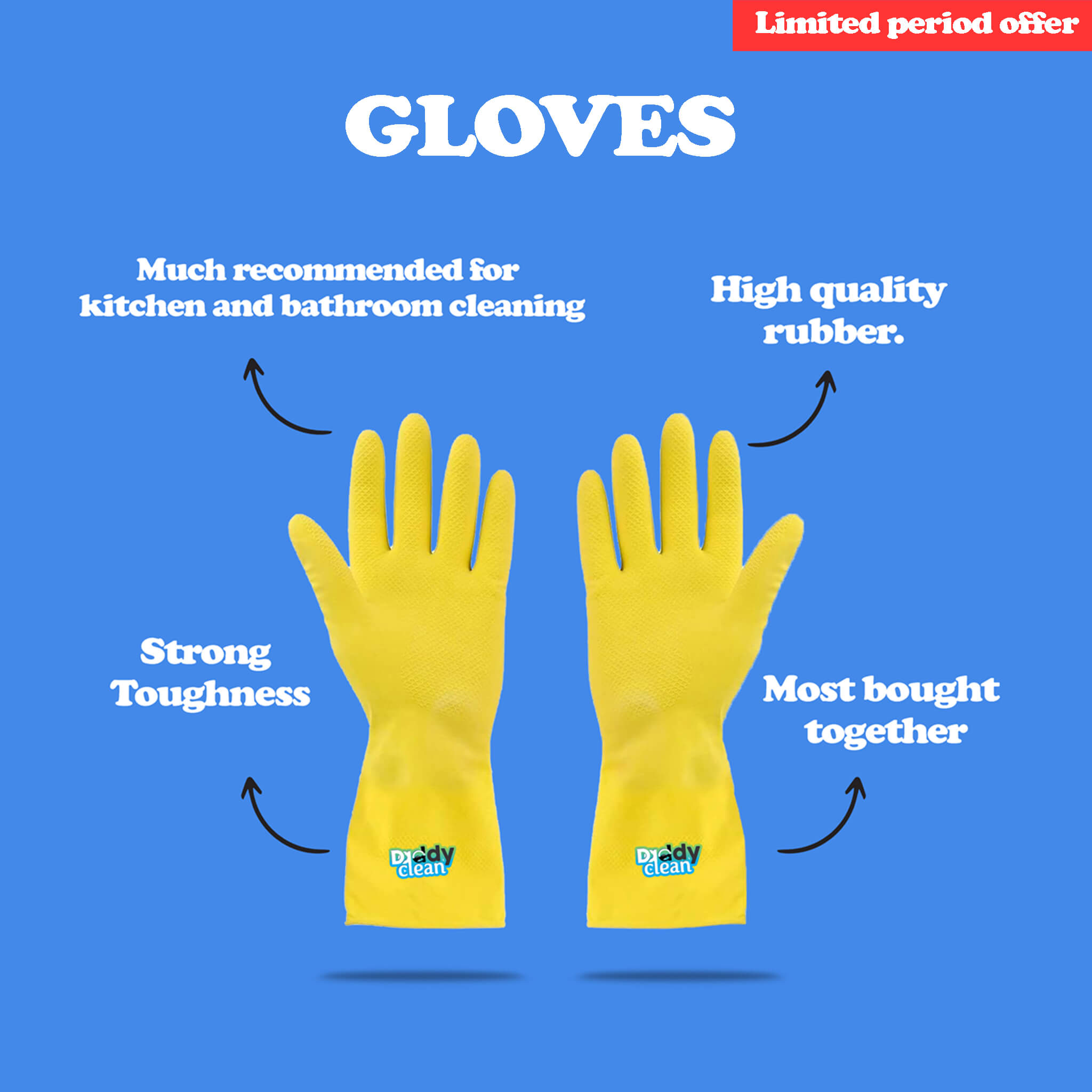 DaddyClean Rubber Heavy Duty Cleaning Hand gloves